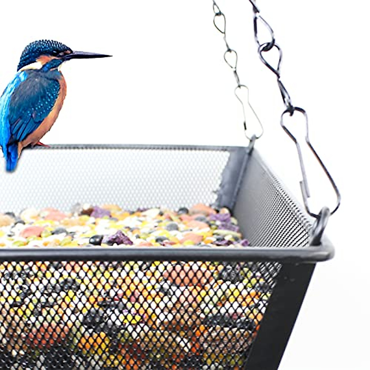 Hanging Bird Feeder Tray,Metal Mesh Hanging Food Tray Feeders, Seed Platform for Bird Feeders,Outdoor Garden Decoration for Wild Backyard Attracting Birds (1 Pack)