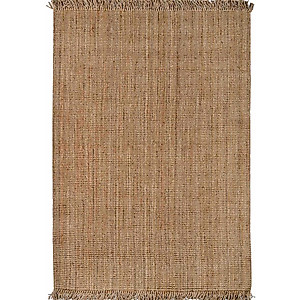 Hauteloom Moncton Handwoven Sea Grass Jute Rug - Natural Fiber Area Rug - Natural Fringe Tassel - Rattan Wicker Look Carpet - Brown - 5' x 7'6" (5x7)