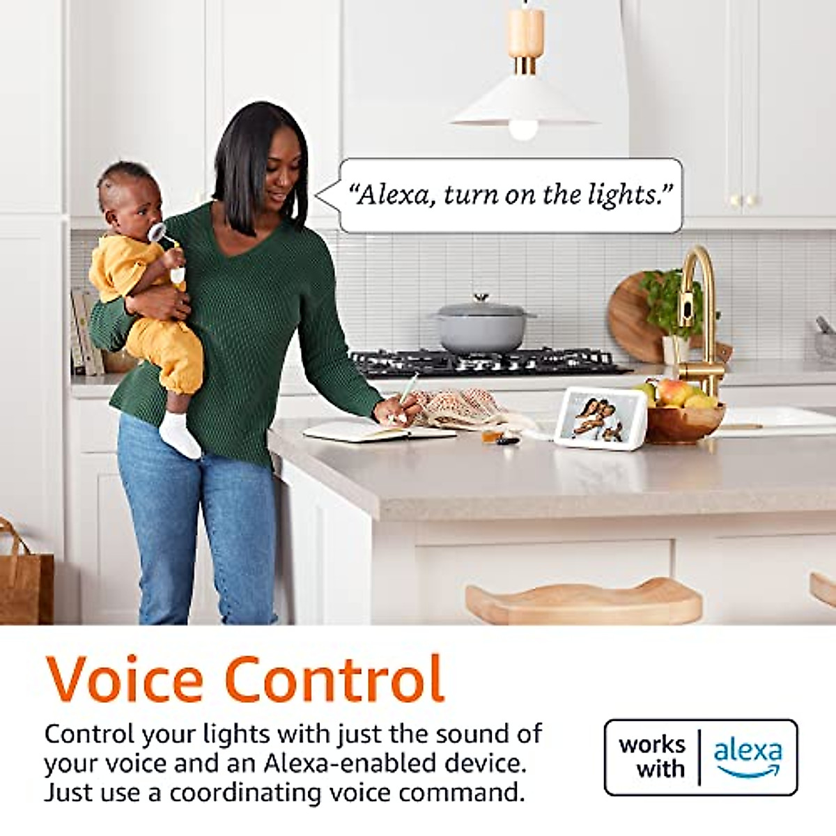 Echo Dot (5th Gen) Charcoal | with Amazon Basics Smart Color Bulb