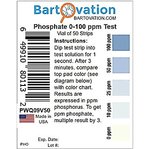 Phosphorus and Phosphate Detection Test Strips, 0-100 ppm [Vial of 50 Strips]