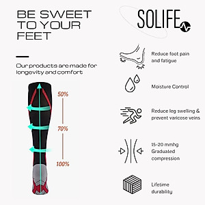 Graduated Compression Socks (15-20 mmhg) (L/XL, Pink Survivor) BREAST CANCER