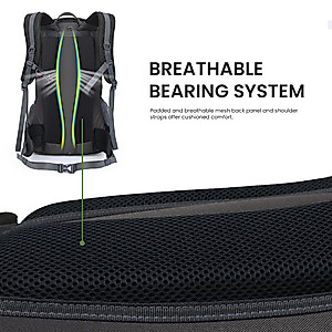 MOUNTAINTOP 40L Hiking Backpack for Women & Men Outdoor Travel Camping Day Pack with Rain Cover, 21.7 x 13 x 7.9 in, Black