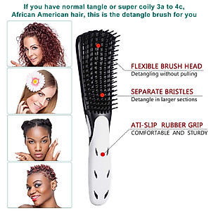 2 Pack Detangling Brush for Curly Hair, ez Detangler Brush Hair Detangler, Afro Textured 3a to 4c Kinky Wavy for Wet/Dry/Long Thick Curly Hair, Exfoliating for Beautiful and Shiny Curls (Black, Green)