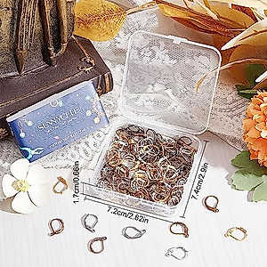 SUNNYCLUE 1 Box 180Pcs Leverback Earring Hooks Bulk French Earring Hook Lever Back Ear Wires with Open Loop Hypoallergenic Brass Leverbacks Hoop Earwires DIY Earrings Findings for Jewelry Making Kit