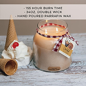 A Cheerful Giver Salted Caramel Cone 34oz Papa Scented Candle Jar with Lid Keepers of The Light 155 Hours of Burn Time, Gift for Women, Orange