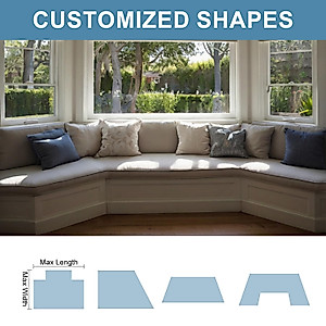 FRZVXCW Custom Bench Cushions for Indoor/Outdoor Furniture, Non Slip Window Seat Cushions Indoor, 70D High-Resilience Foam, Bench Seat Cushion 100+ Colors, Outdoor Bench Cushion Optional Waterproof