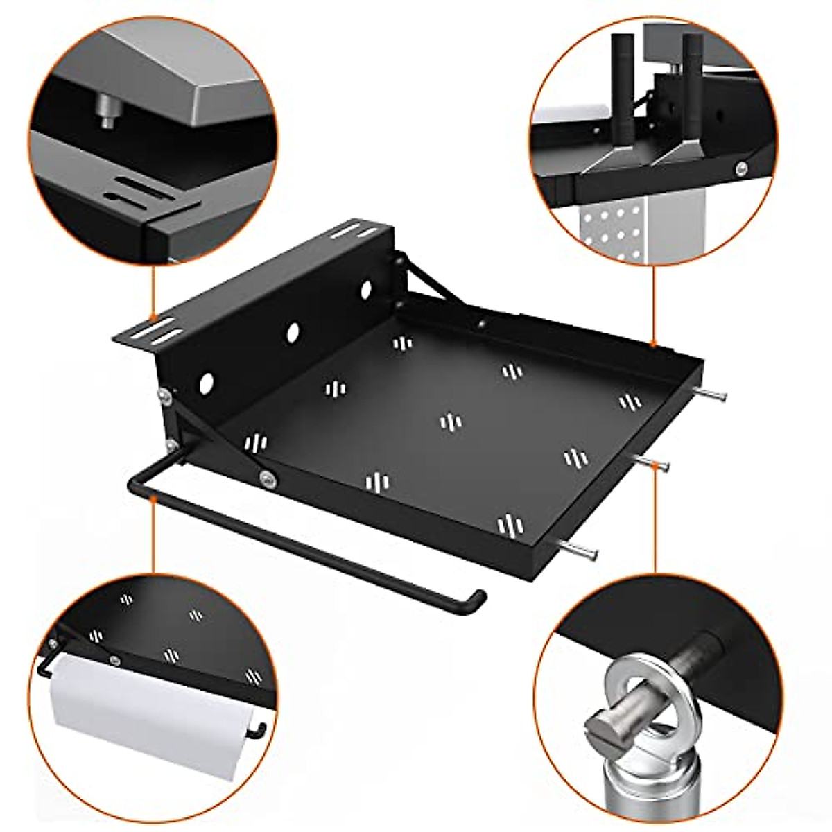 Grill Side Shelf for Blackstone 17" 22" 28" Griddle, Griddle Accessories for Blackstone 17 Inch 22 Inch 28 Inch Table Top Griddle, Black