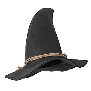 HOMELEX Grey Wizard Felt Hat Witch Sorcerer Hats Adult Costume Scarecrow Accessory for Halloween