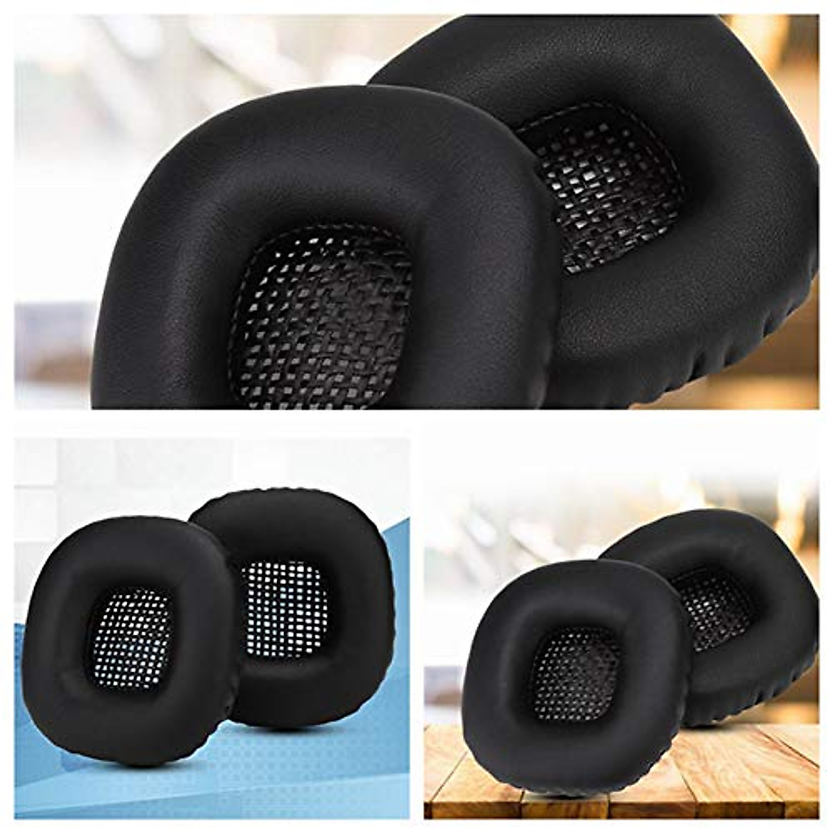 2Pcs Foam Earpads Soft Replacement Ear Pads Cushion Cotton Headset Earpads Suitable for Marshall Major Headphone Black