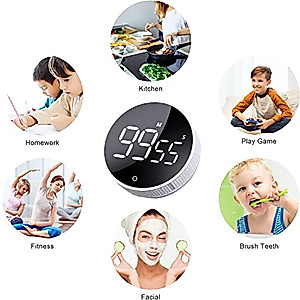 Digital Kitchen Timer LED - Magnetic Countdown Large Display Clock with Adjustable Volume - Easy for Cooking, Fitness, Classroom and Teaching for Kids & Seniors - Black