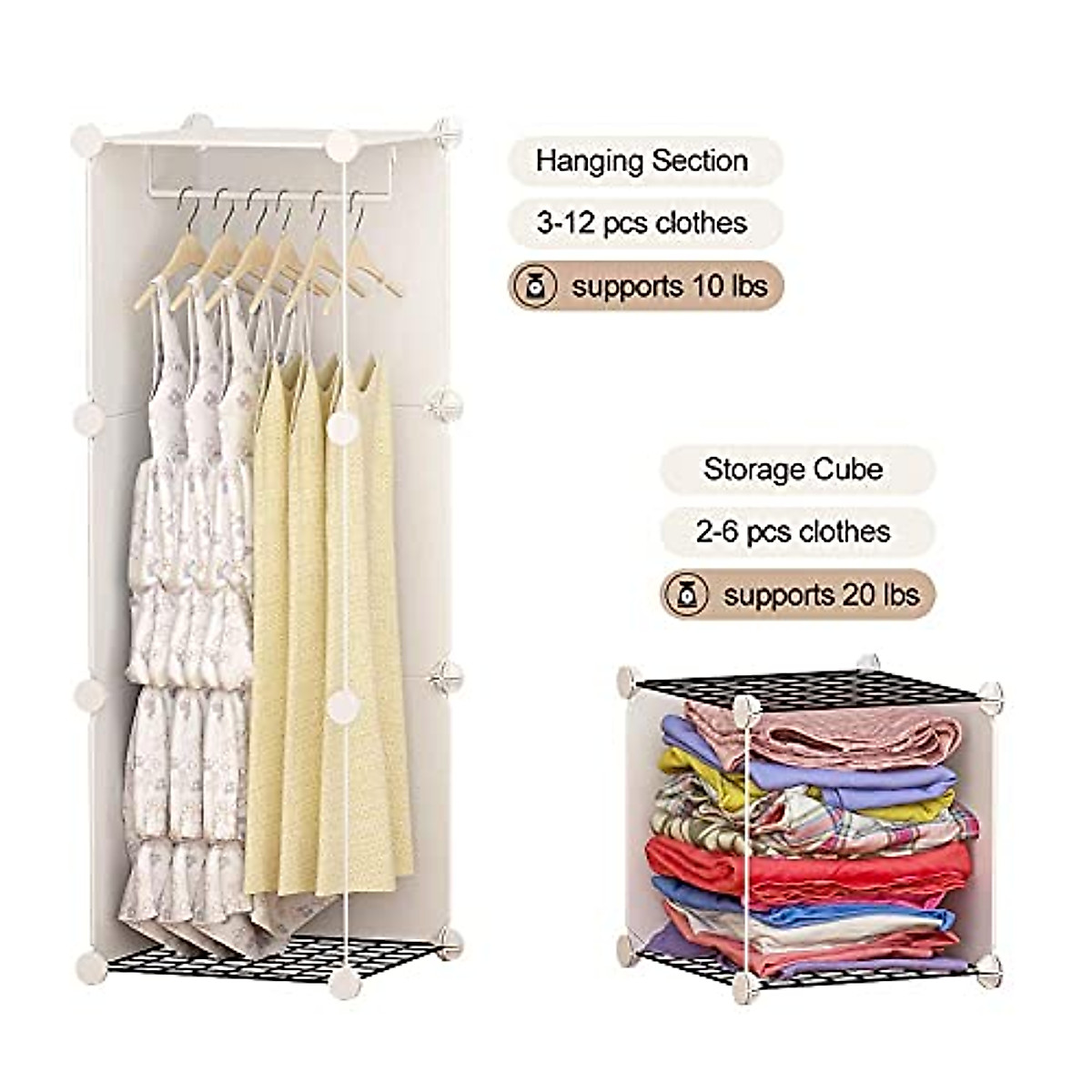 YOZO Cube Storage Organzier Portable Closet Wardrobe Bedroom Dresser (71x14x71 inches) Portable Closet Cube Shelf Armoire Pantry Cabinet, 25 Cubes, White