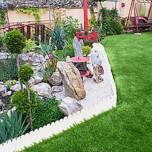 EEOCWF 10PCS White Garden Edging Borders, 8.66"X8.66" Plastic Garden Landscape Edging, 7.2ft Interlocking Decorative Garden Fences Edging, Lawn Edge Flower Bed Border for DIY Patio Walkways Yard