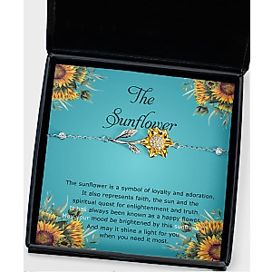 AMISK CREATIVES Sunflower Bracelet Sterling Silver Message Card Jewelry for Women Gift for Daughter Granddaughter Mother Friendship Graduation Birthday Spiritual