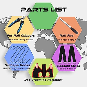 ATO-DJCX Cat Grooming Hammock Harness for Small Dogs,Pet Hammock Restraint Bag with Nail Clippers Trimmer,Nail File,Dog Grooming Sling for Trimming Nail and Ear/Eye Care(XS Size,6.5")