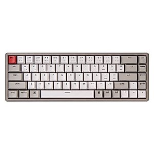 Keychron K6 65% Compact 68-Keys Aluminum Frame Wireless Mechanical Keyboard for Mac, Bluetooth, Multitasking, Wired Gaming Keyboard for Windows Non-Backlit with Keychron Brown Switch