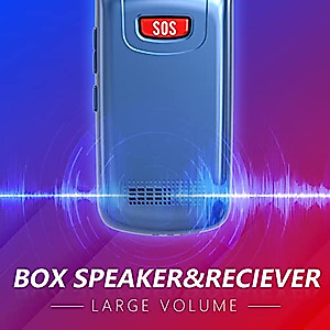 USHINING 4G LTE Unlocked Senior Flip Phone Dual Standby Seniors Cell Phone SOS Big Button Senior Basic Phone for Elderly 2.4 Inch Screen Unlocked Feature Cell Phone with Charging Dock (Blue)