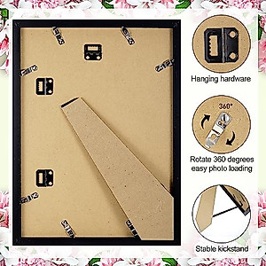 2 Pack 14 x 14 Inch Wedding Signature Picture Frame Displays 5x7 Photo with 2 Pcs Signature Pen for Wedding, Celebrations and Graduation, Black Wood Frame for Wall Hanging (11 x 14 Inch)