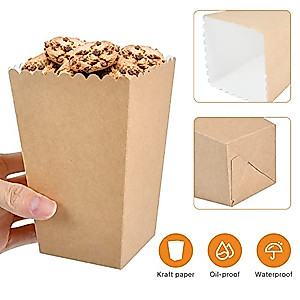 Worldity 150Pcs Popcorn Boxes, 22-27Oz Mini Paper Popcorn Box, Oil-Proof Kraft Paper Popcorn Bags, Popcorn Container for Movie Theater Carnival Birthday Party Supplies(3.54 x2.48 x5.35 Inch)
