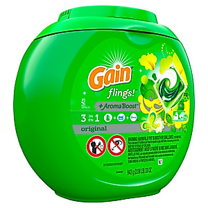 Gain Flings Liquid Laundry Detergent, Original Scent, 42 Count, HE Compatible