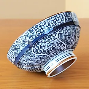 有田焼やきもの市場 Japanese Rice Bowl 5.3 inches in Diameter Ceramic Arita Imari ware Made in Japan Porcelain Jimon-ori Large