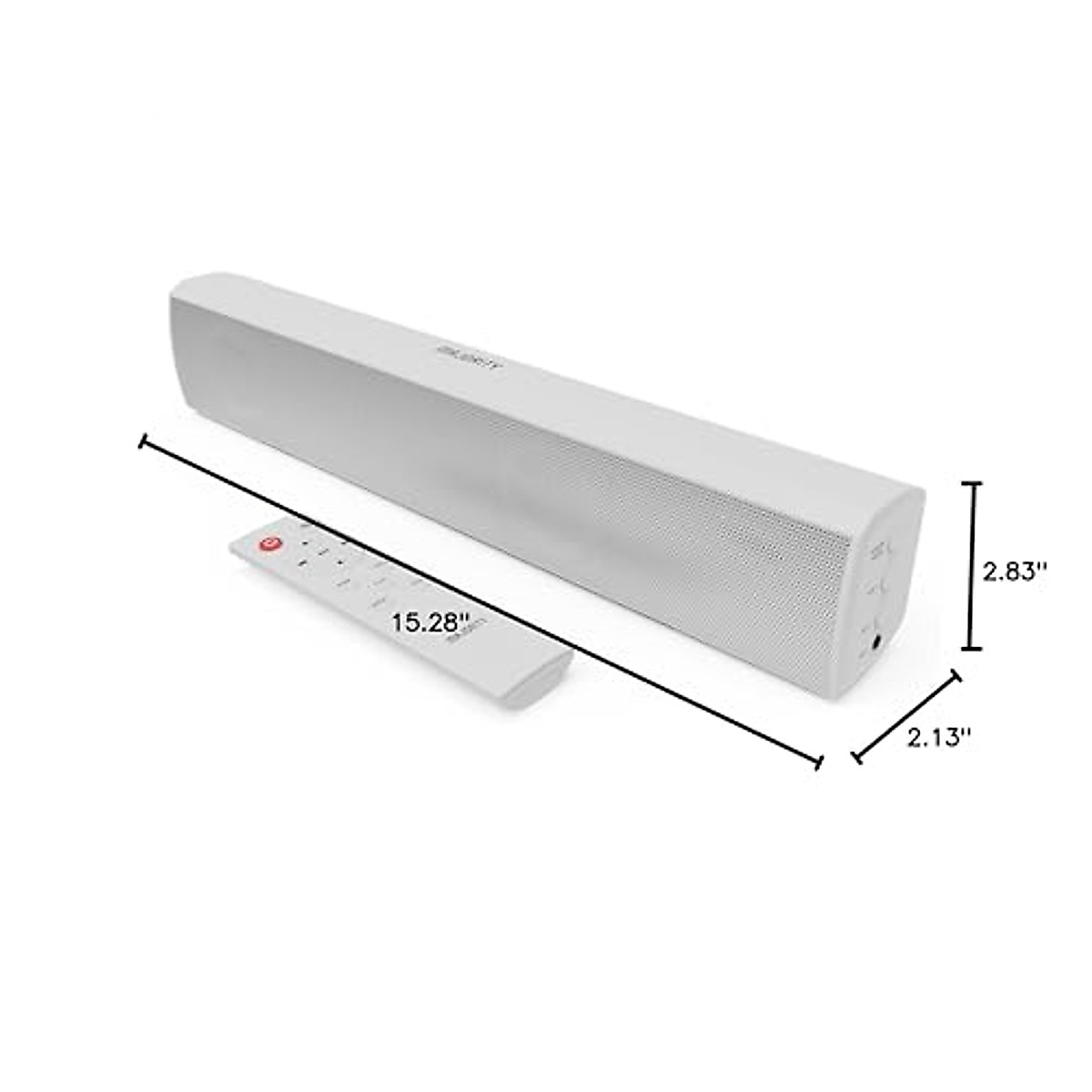 Majority 15 Inch White Soundbar for TV, Bluetooth Sound Bar 50 Watts, Home Audio Speaker, Small PC Soundbar Speaker | AUX, RCA, Optical, USB | Gaming, Music, Movies | Bowfell