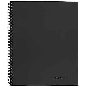 Cambridge 06132 Side Bound Guided Business Notebook, Linen, Meeting Notes, 11 x 8 1/4, 80 Sheets, Black