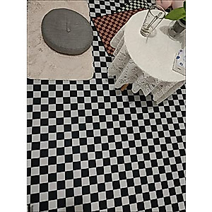 Classic Retro Black and White Checkered Rugs for Addition to Formula Room 48”x32”, Durable Soft Shag Carpets with Mackenzie Childs Look (48"x32")