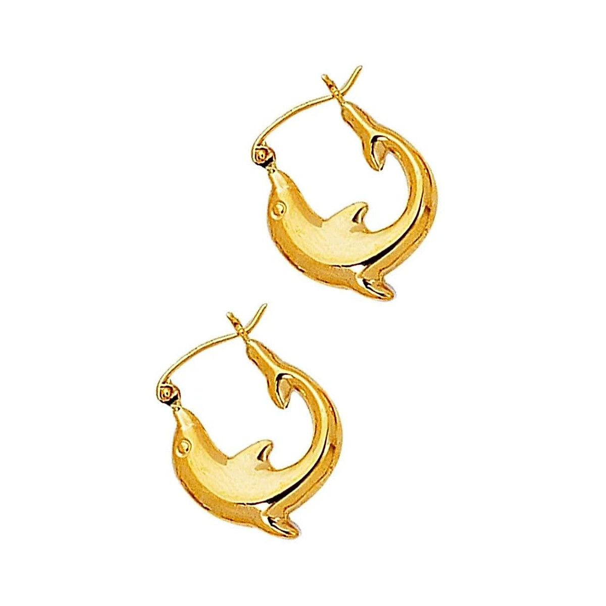 14k Yellow Gold Dolphin Hoop Earrings - 18x22 mm, 1.5gr.