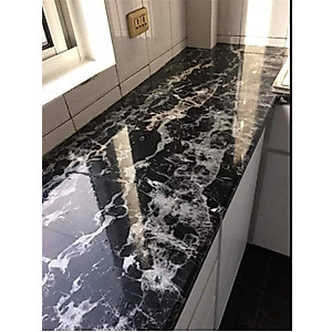 Yancorp Black Marble Contact Paper Black Peel and Stick Wallpaper Self Adhesive Countertop Removable Vinyl Wrap Bachsplash Shelf Liner (11.8" x 78.7")
