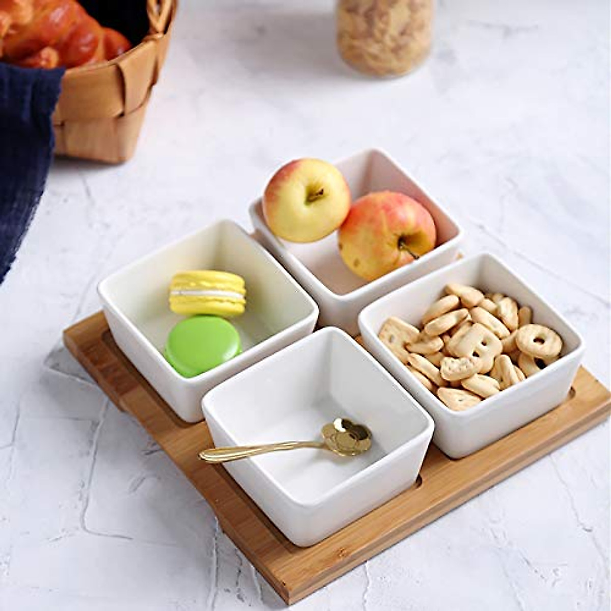 Foraineam 12 Pack 3 Oz Porcelain Dip Bowl Set, White Ramekins Condiments Server Dishes, Dipping Sauce Bowls for Vinegar, Ketchup, BBQ Sauce, Seasoning