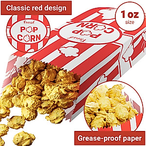 CUSINIUM Christmas Red Popcorn Bags for Party (75-Pack, 1oz) - Carnival Theme - Customizable