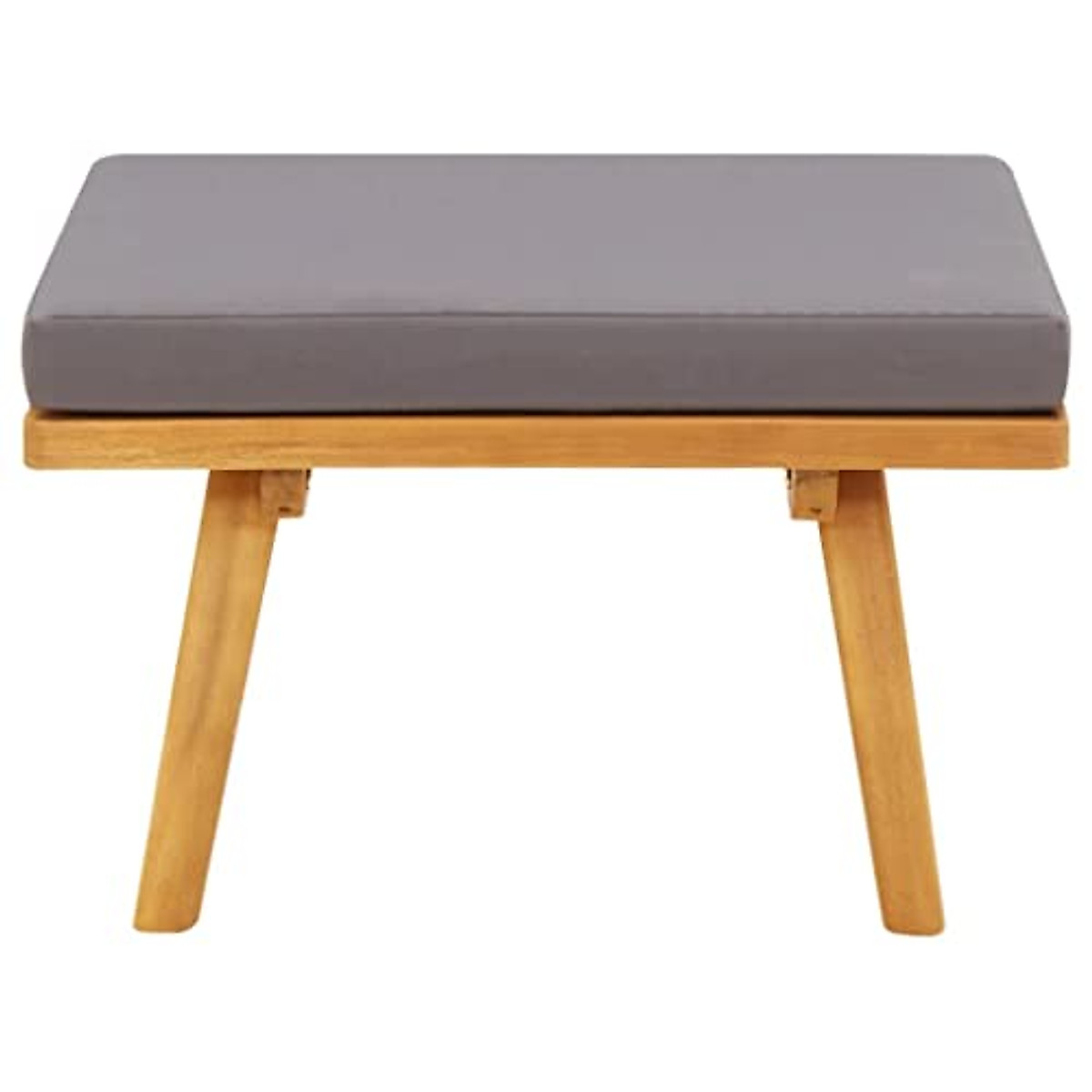 vidaXL Solid Acacia Wood Patio Footstool with Cushion Comfortable Garden Outdoor Terrace Footrest Ottoman Outdoor Furniture 23.6"x23.6"