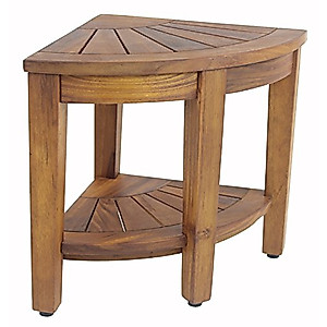 AquaTeak The Original 15.5" Kai Corner Teak Shower Bench with Shelf