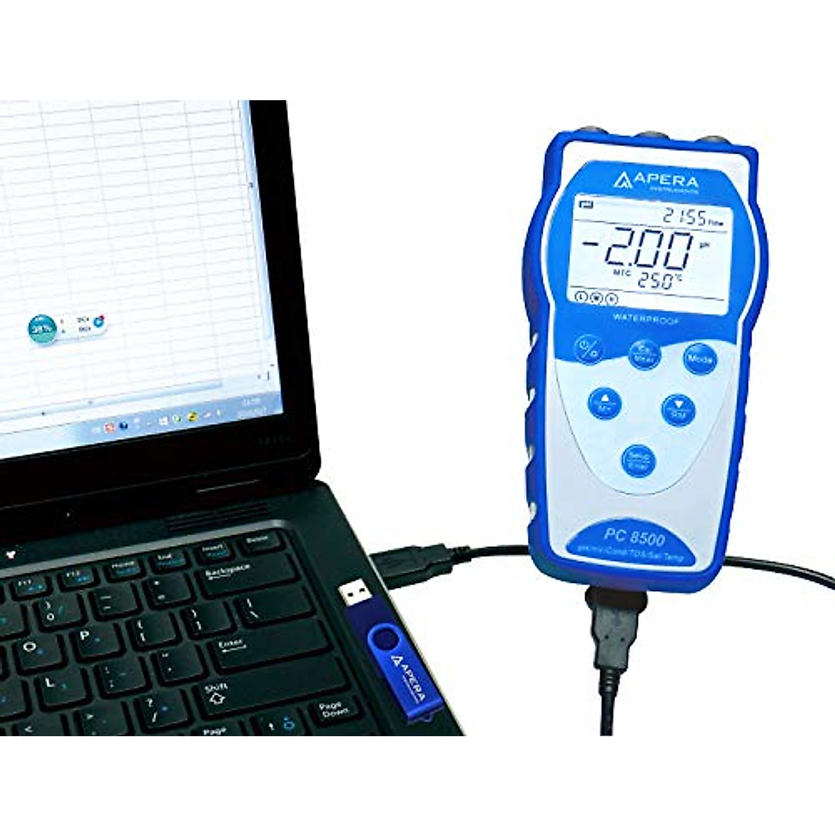 Apera Instruments Premium Series PH8500-SS Portable pH Meter Kit for Cheese, Dough, Meat Products, and Fruit, Blue (AI5557)