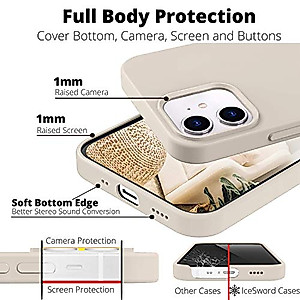 IceSword iPhone 13 Stone Case 6.1” (2021), Liquid Silicone Slim Shockproof Phone Case Cover, Soft Anti-Scratch Microfiber Lining, Matte Beige, Tan, Cream, Protective Compatible iPhone 13 - Stone