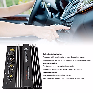 Car Audio Power Amplifier Board, 12V 1800W Mono High Power Bass Subwoofer Amp with Dissipation Panel, Automotive Amplifier for Car Speaker Modification