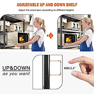 REIBII Storage Shelves for Storage with Wheels 5 Tier Heavy Duty Metal Shelving Unit 1156LBS Adjustable Shelving Units and Storage Rack Kitchen Garage Shelf 65.4" H*31.5" W*15.7" D