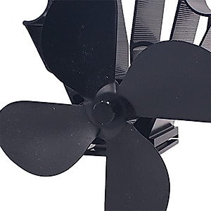 UXZDX CUJUX 4 Blades Black Fireplace Heat Powered Stove Fan Heat Self-Powered Log Wood Stove Top (Color : Black, Size : 230 * 140 * 75mm)