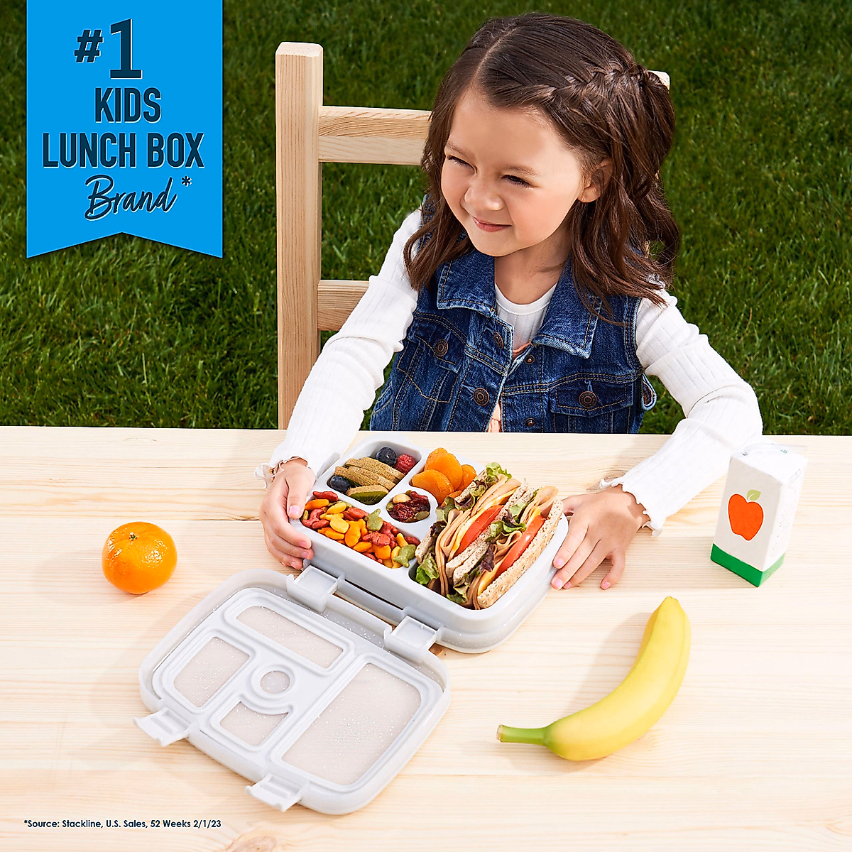 Bentgo® Kids 5-Compartment Lunch Box Set With Insulated Lunch Bag and 2-in-1 Backpack & Insulated Lunch Bag (Glitter Edition - Silver)