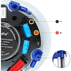 Herdio 5.25” Flush Mount Bluetooth Ceiling Speaker System Max Power 600 Watts Perfect for Humid Indoor Outdoor, Kitchen,Bedroom,Bathroom,Home Theater,Covered Porches(4 Pcs)