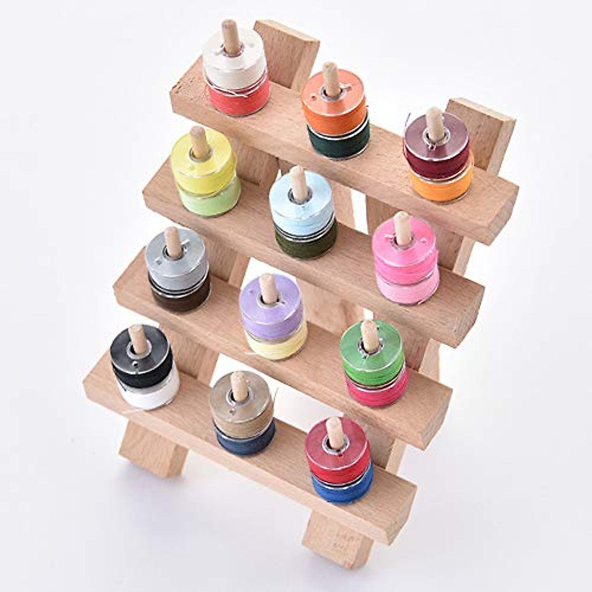Foldable Thread Rack Wood Thread Holder 12 Spool Thread Wooden Storage Rack Thread Spool Stand Sewing Cone Storage Organiser, Sewing Quilting Embroidery Bobbin Orgainzer & Rack, Sewing Craft Tools
