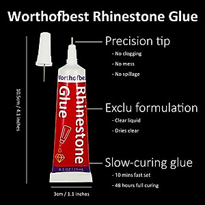 Rhinestone Glue Clear with Rhinestones for Crafts Clothing Clothes, Bedazzler kit with Rhinestones Flatback for Tumblers Fabric Shoes, Rainbow Colorful Flat Back Rhinestones Crystals Gems Rinestones