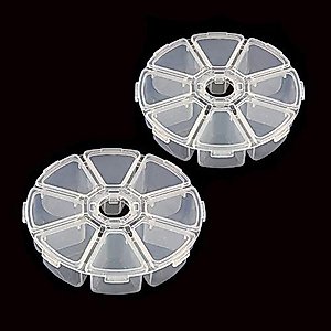 8 Grids Round Portable Plastic Organizer Container Storage Box(2 pcs)