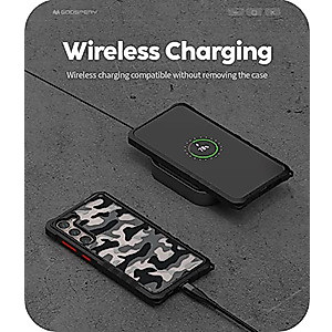 GOOSPERY Z Bumper Crossbody Compatible with S23 Plus Case [Strap Included] Shock Absorbing Dual Layer Structure TPU Edge Crystal Clear PC Cover with Shoulder Strap Outdoor Design, Camo