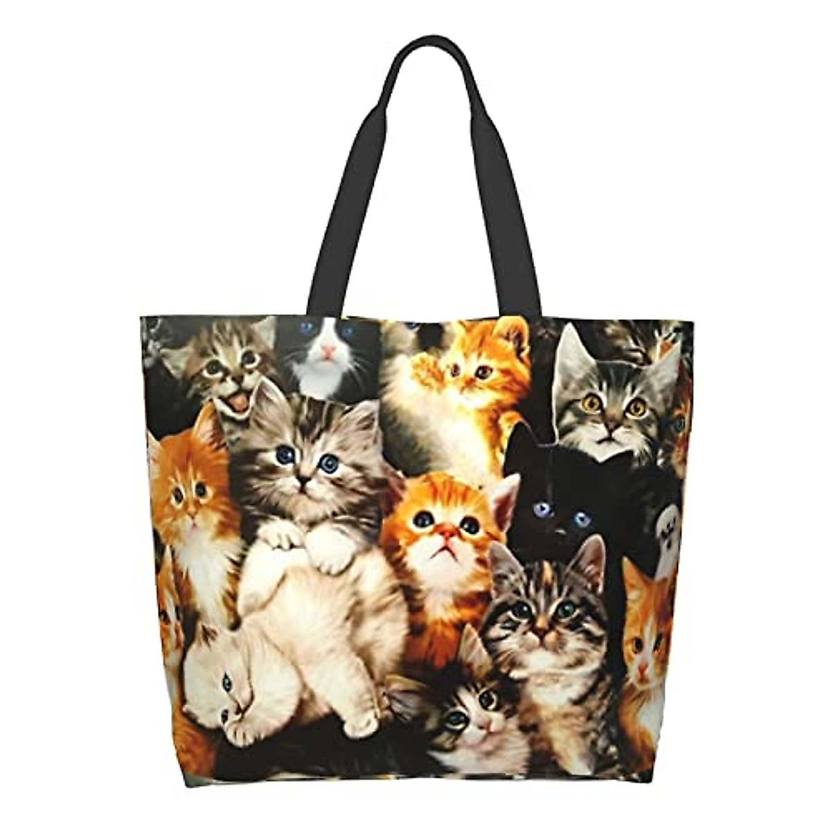 Cat Tote Shoulder Bag Cute Grocery Bags Storage Handle Shopping Bag Portable Animal Bag Large