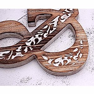 Wartter Decorative Wooden Ampersand Wall Décor, FreeStanding Monogram "&"Wood Sign Rustic Brown