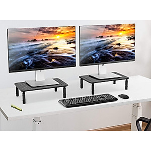 2 Pack Premium Laptop PC Monitor Stand with Sturdy, Stable Black Metal Construction. Fashionable Riser Height Adjustable with Non-Skid Rubber. Perfect for Computer Monitor iMac Stand or Computer Shelf