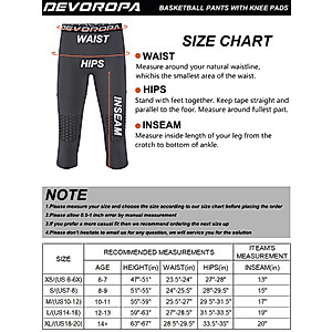 DEVOROPA Youth Boys' Compression Pants with Knee Pads 3/4 Basketball Athletic Tights Quick Dry Sports Workout Leggings Royal XL