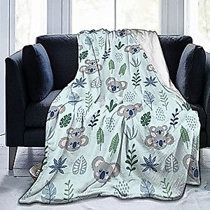 Cute Koala Flannel Blanket Air Conditioning Throw Blanket, Super Soft Lightweight Fluffy Cozy Warm Microfleece Plush Blanket for Summer Couch Bed Sofa 50"x60"