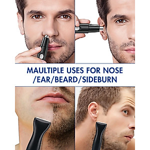 PRITECH Nose Hair Trimmer for Men & Women, Rechargeable, Portable, Washable, Dual-Edge Blades, 245 Days of Use